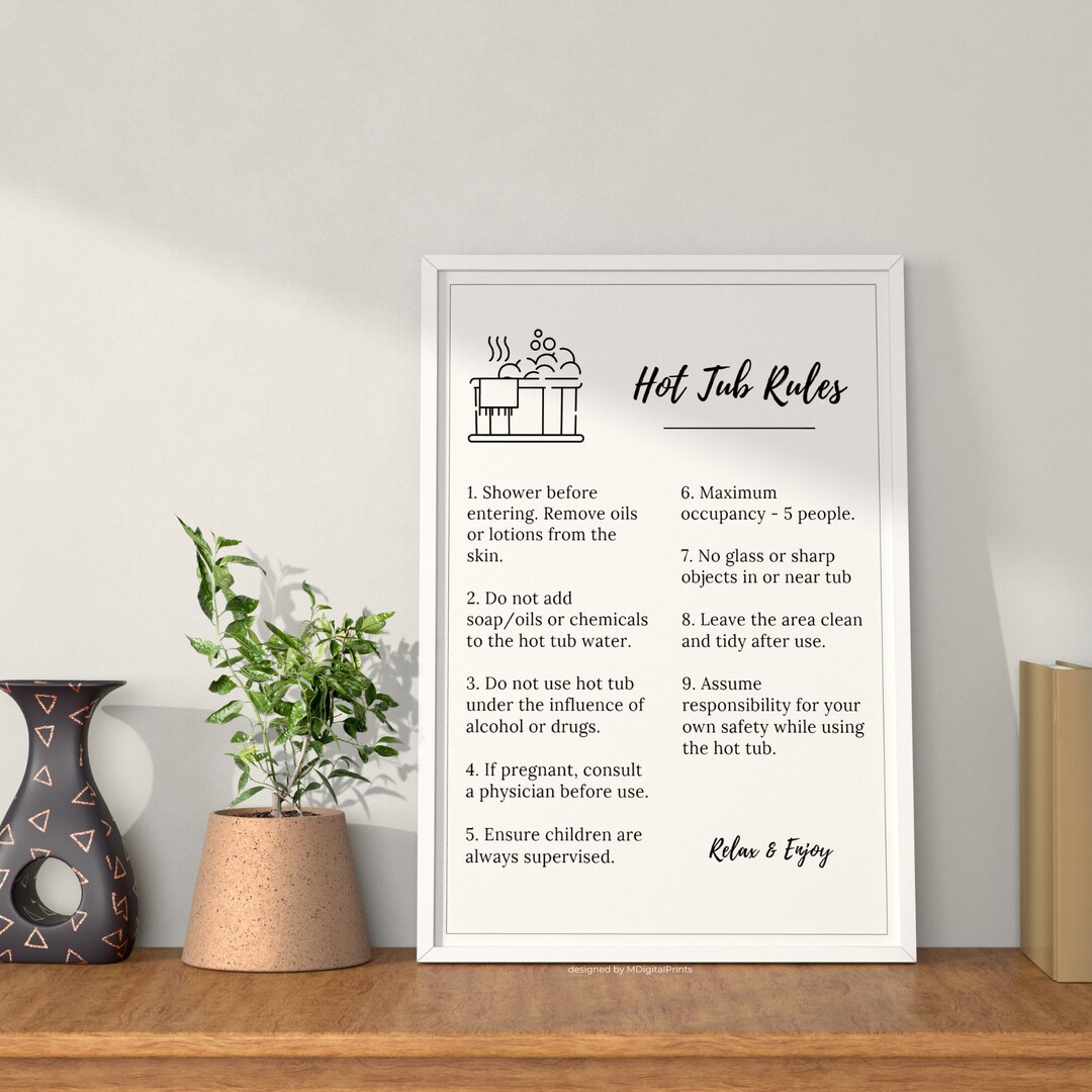 Hot Tub Rules Sign Printable for Airbnb Airbnb Template for - Etsy