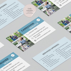 Caregiver Business Card Canva Template Bundle, Elderly Care Card ...