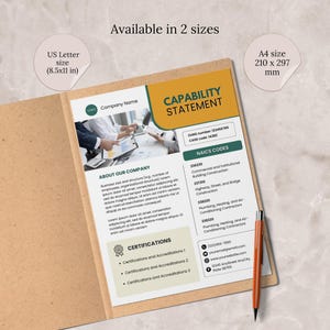 Capability Statement Canva Template Editable Capability Statement Document Government ...