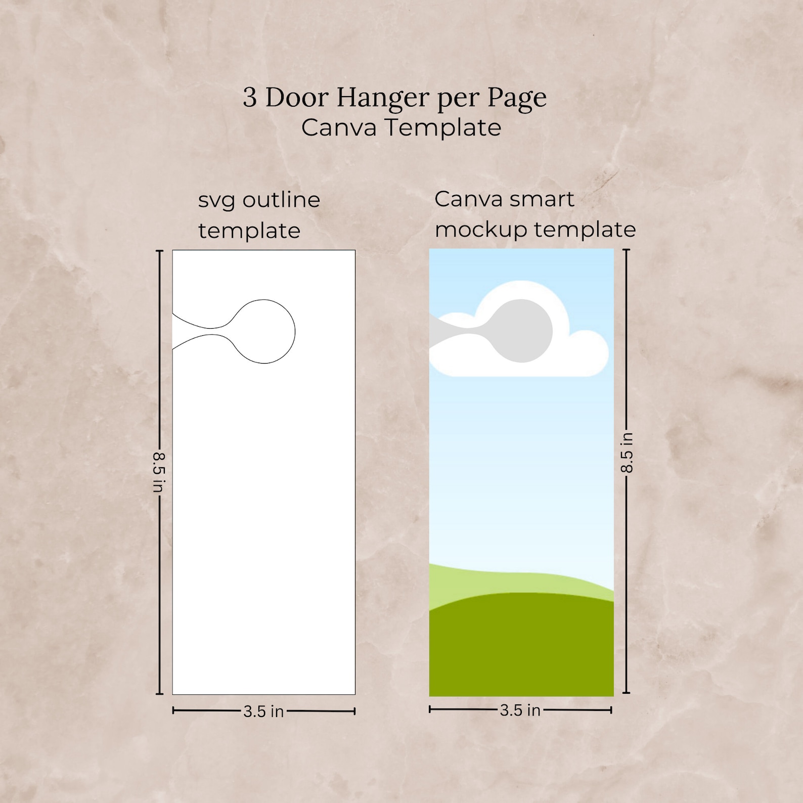 Blank Door Hanger Template Canva, Editable Door Handle Hanger Mockup ...