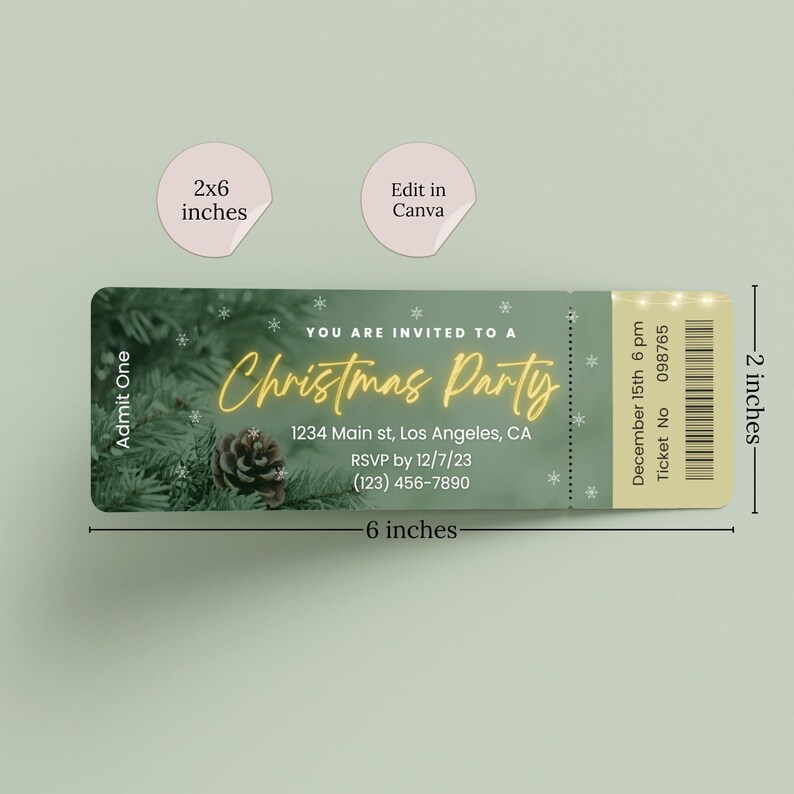 Christmas Event Ticket Canva Template, Editable Holiday Tickets Party ...