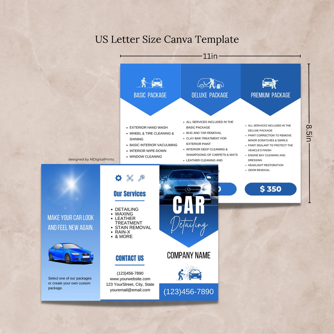 Car Detailing Services Flyer Canva Template, Auto Detailing Brochure ...