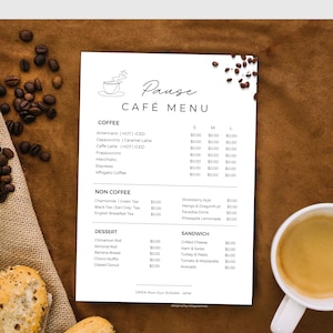 Cafe Menu Canva Template, Coffee Shop Menu Editable Template, Coffee ...