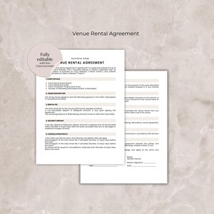 Venue Rental Forms Bundle Venue Contract Agreement Template Venue ...