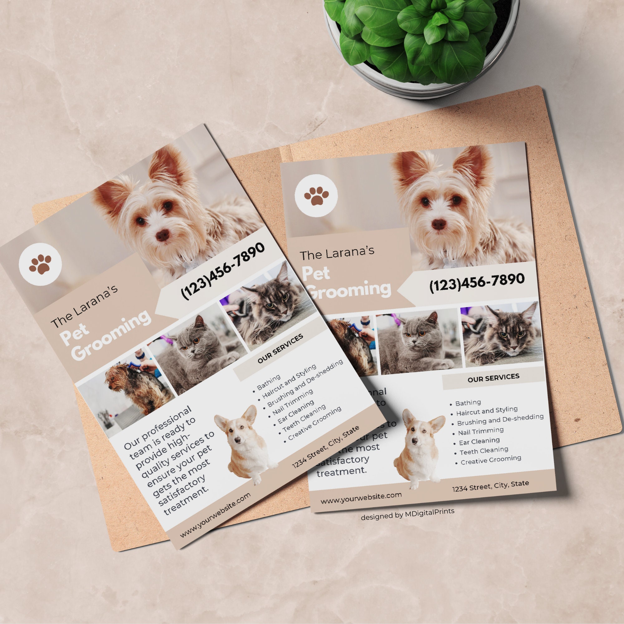 Pet Grooming Flyer Canva Template, Pet Groomer Business Editable Flyer ...