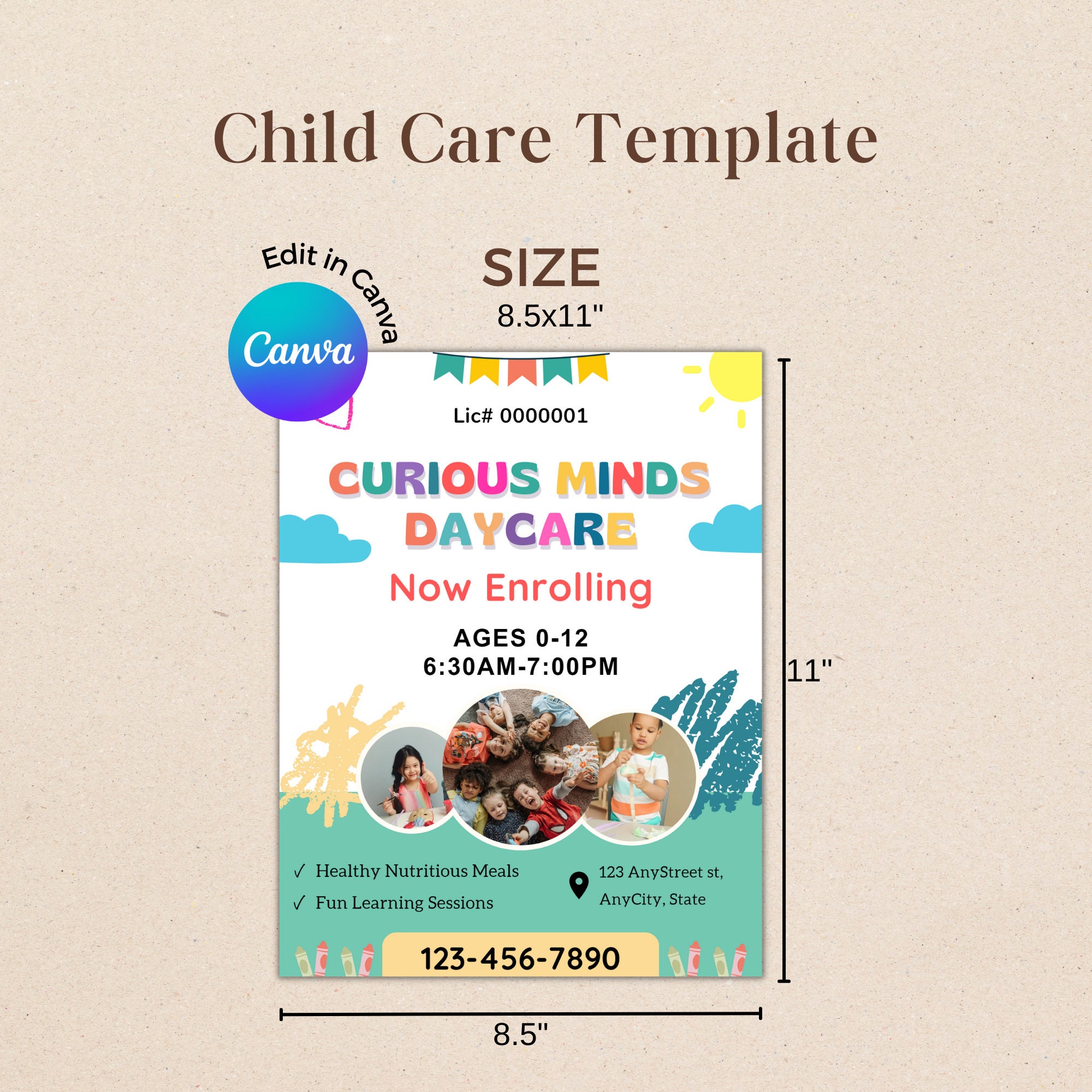 Childcare Flyer Canva Template, Daycare Flyer, Child Care Promotion ...