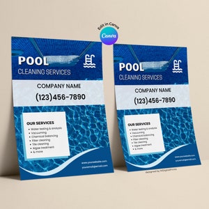 Pool Services Flyer Canva Template Swimming Pool Business - Etsy
