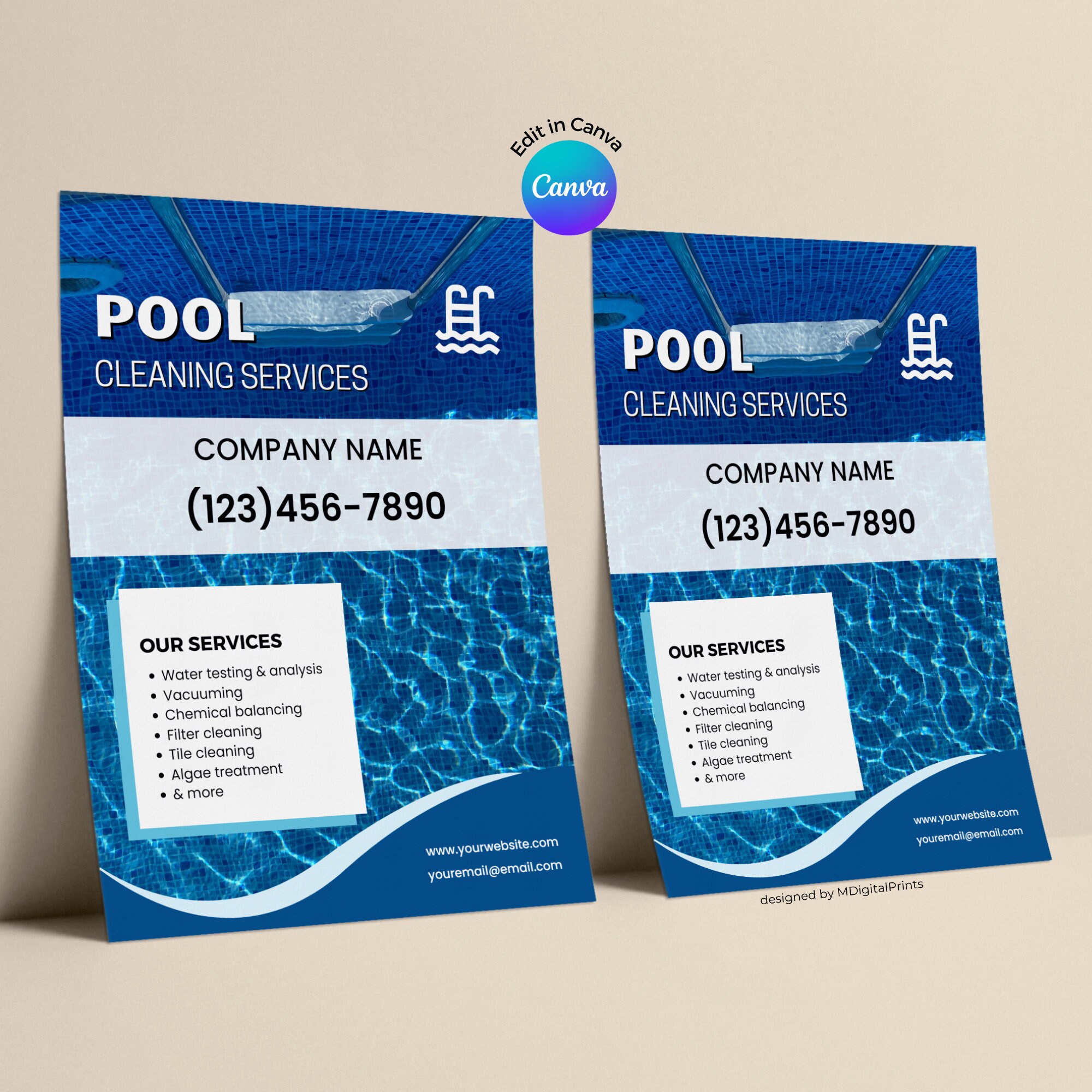Pool Services Flyer Canva Template, Swimming Pool Business Editable ...