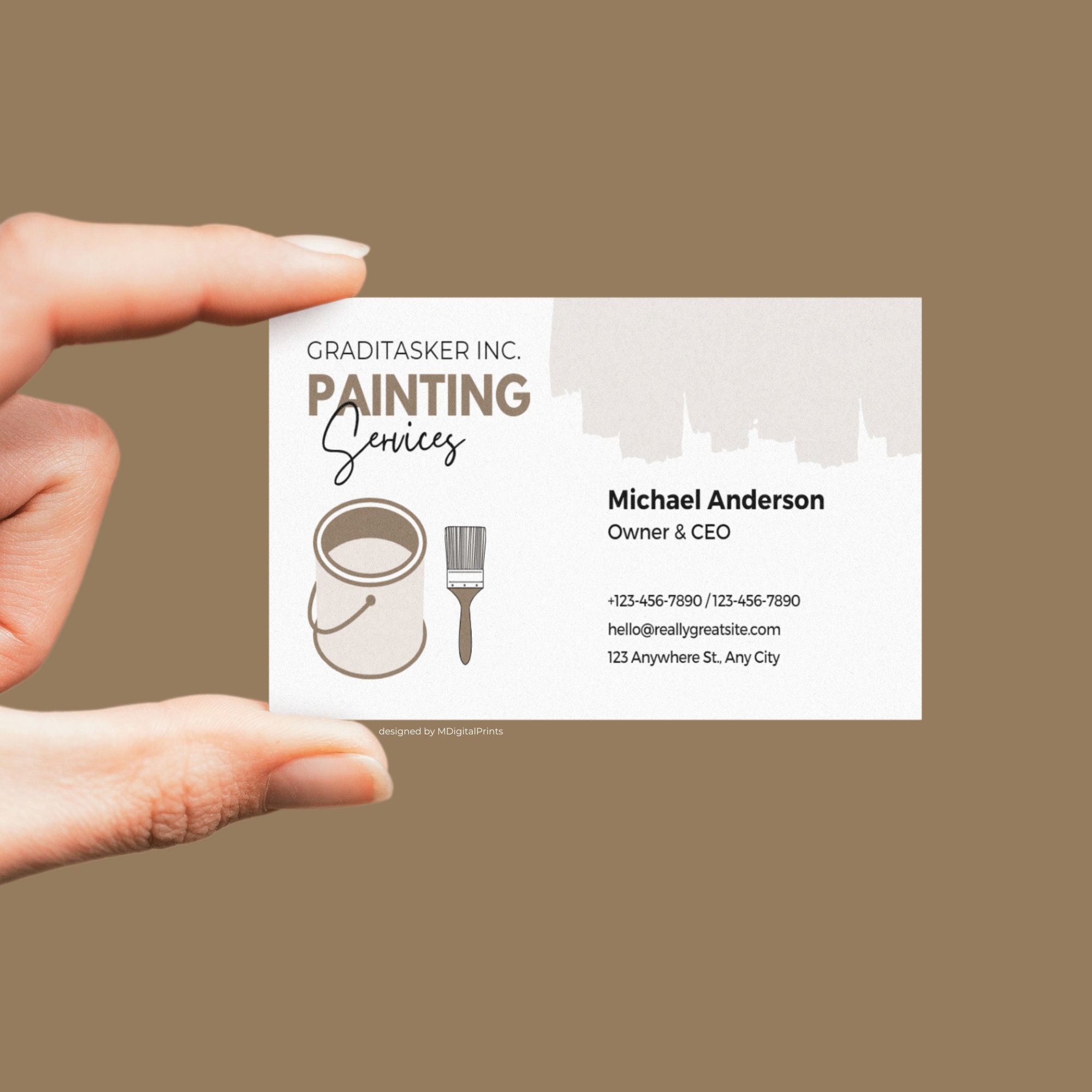 Painter Business Card Canva Template, Painting Services Editable ...