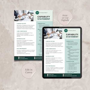 Capability Statement Canva Template Editable Capability Statement ...