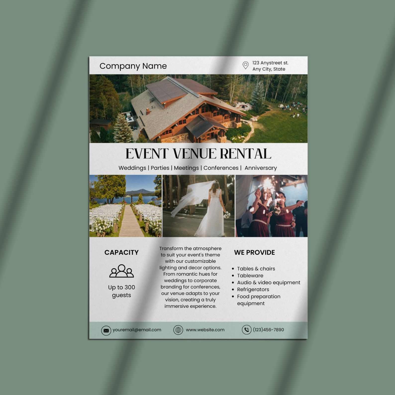 Event Venue Rental Flyer Canva Template, Venue Rental Packages Prices ...