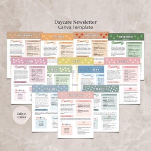 Daycare Monthly Newsletter Canva Template, Editable Preschool ...