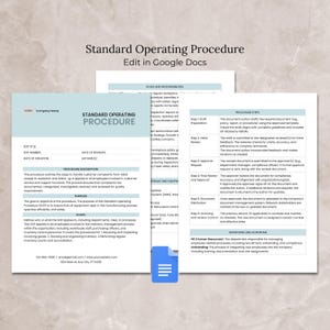 Standard Operating Procedure Template Docs, Editable SOP Document, Business Standard Operating ...