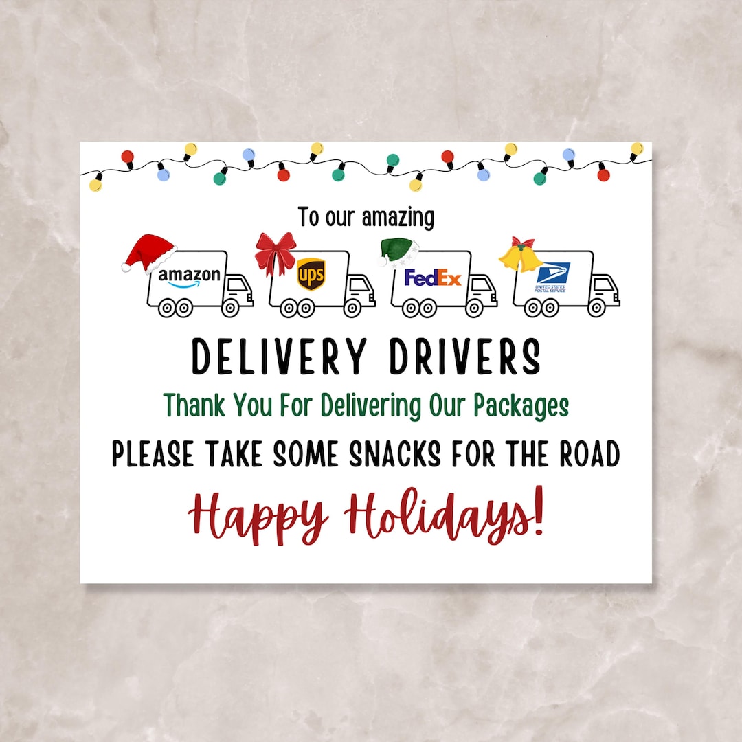 Delivery Driver Snack Sign Printable, Delivery Driver Thank You Sign ...