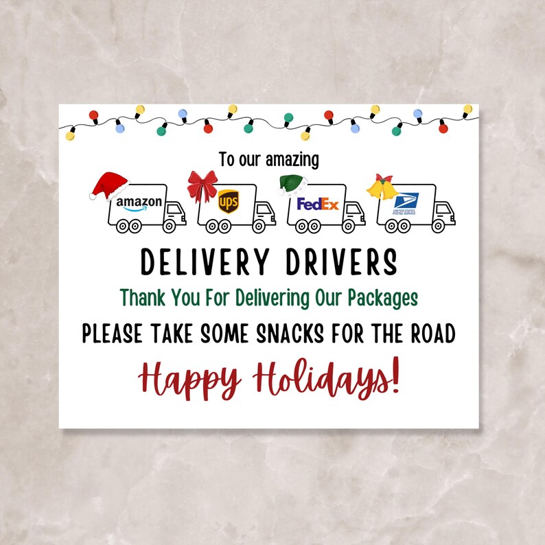 Delivery Driver Snack Sign Printable, Delivery Driver Thank You Sign ...