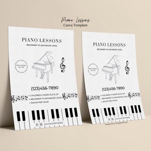 Piano Lessons Flyer Canva Template, Piano Teacher Editable Flyer, Music ...