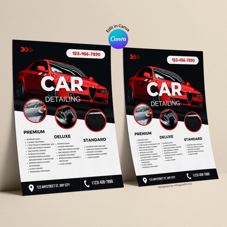 Car Detailing Flyer, Auto Detailing Business Flyer Canva Template, Auto ...