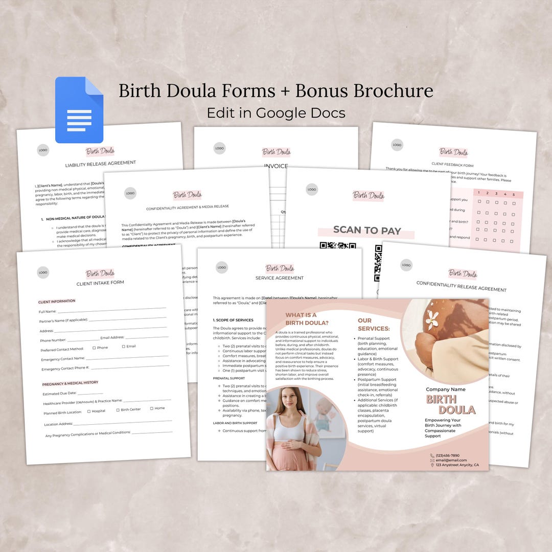 Doula Agreement Intake Form Bundle Google Docs Template Birth Doula ...