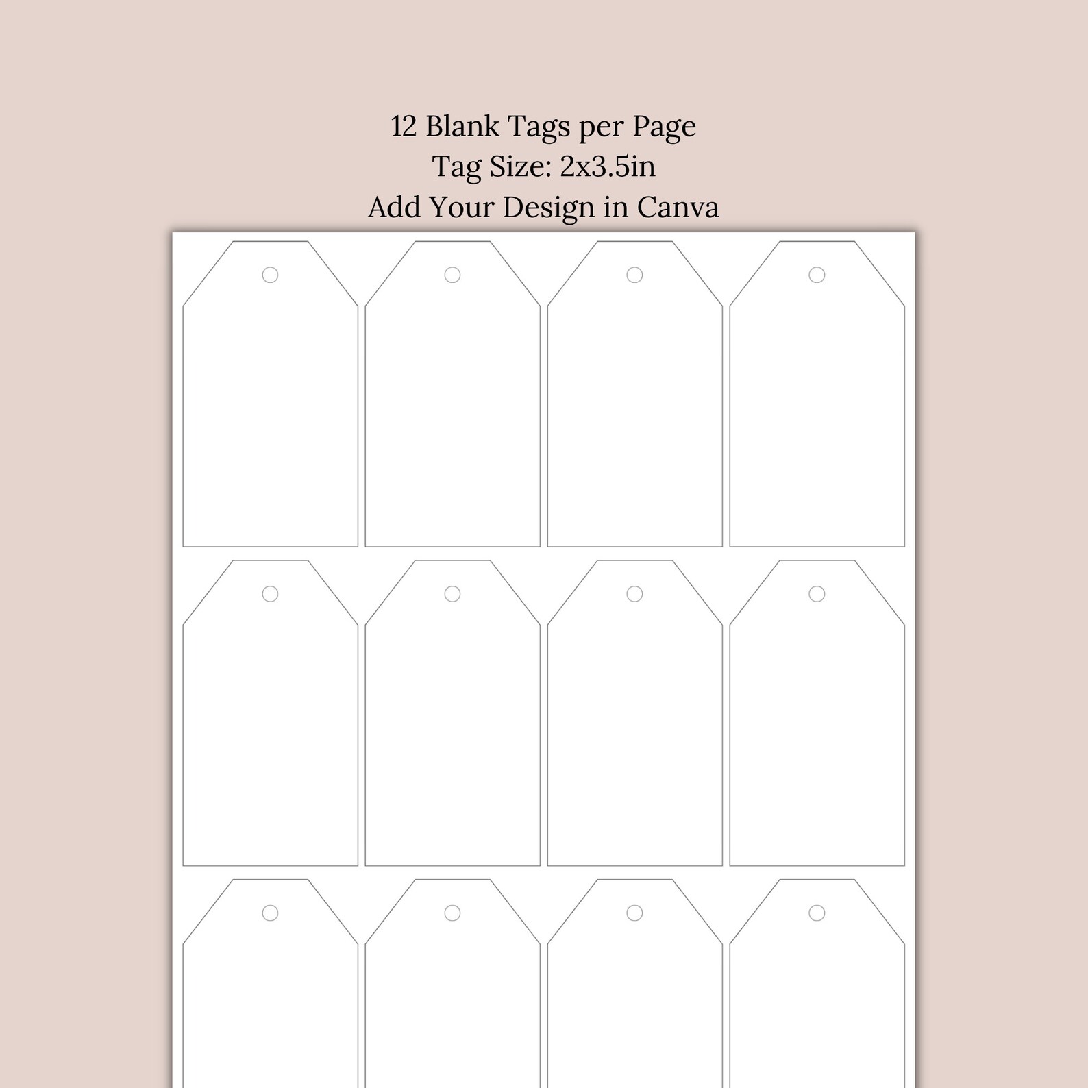 Blank Gift Tags Canva Template, Editable Blank Hang Tag Mockup, Hang ...