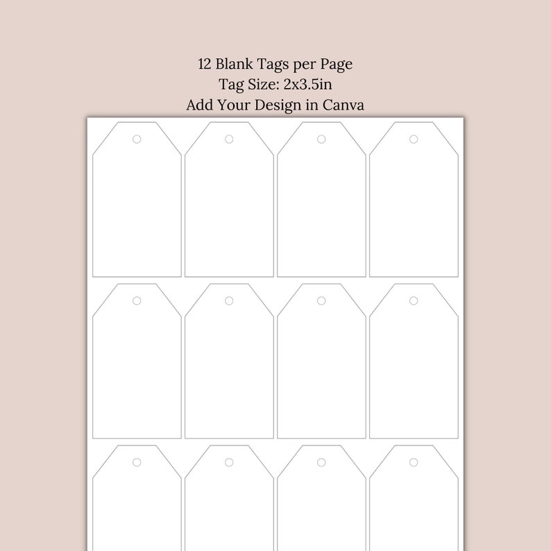 Blank Gift Tags Canva Template, Editable Blank Hang Tag Mockup, Hang ...