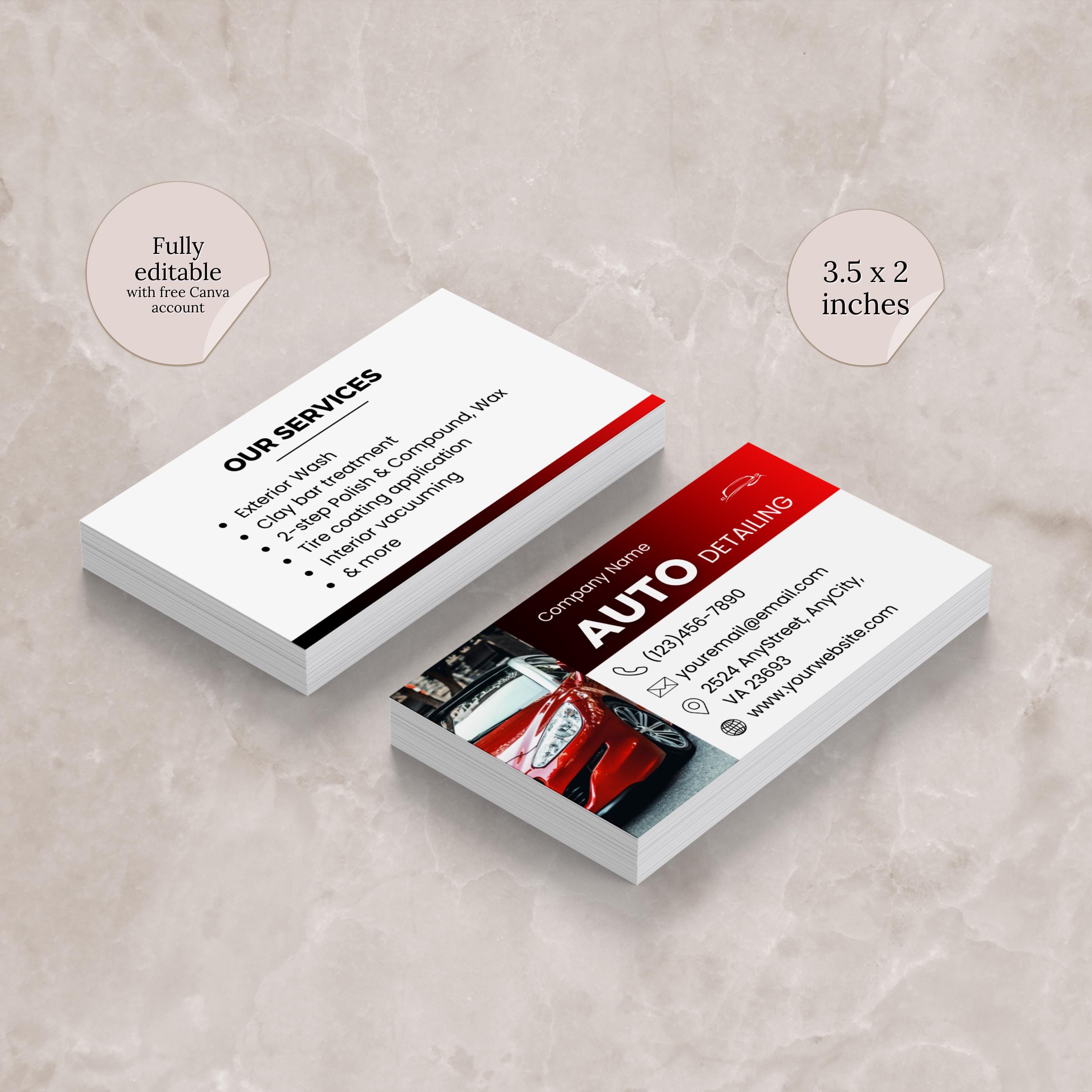 Auto Detailing Business Card Template Canva, Editable Car Detailing ...