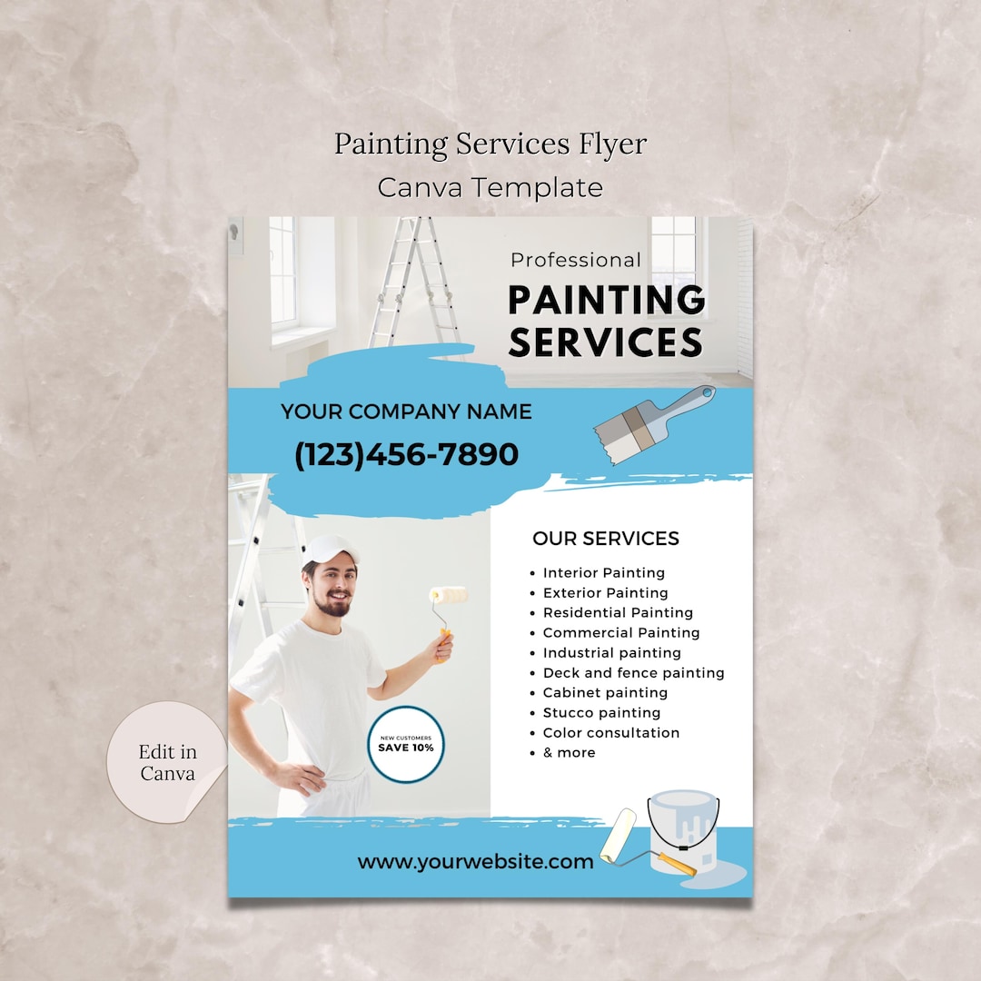 Painting Service Flyer Canva Template, House Painter Flyer, Painting ...