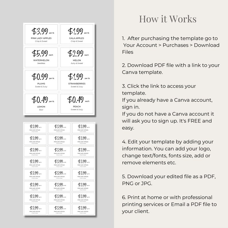 Product Price Tags Canva Template Editable Price Label for - Etsy
