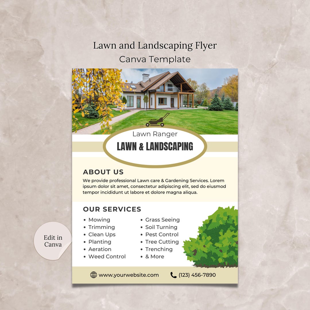 Lawn Services Business Flyer Canva Template, Landscaping Business ...