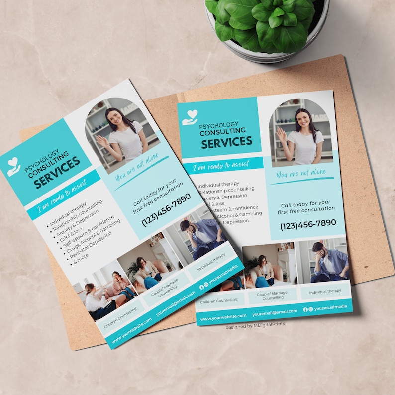Psychology Flyer Canva Template, Editable Counseling Therapist Template ...
