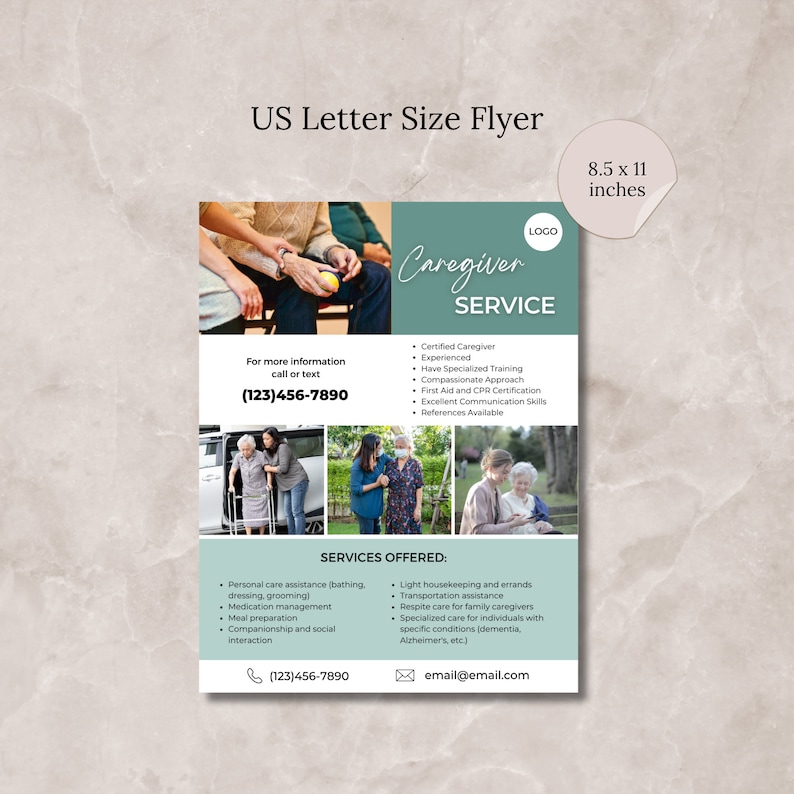 Caregiver Service Flyer Canva Template Bundle, Elderly Care Template ...
