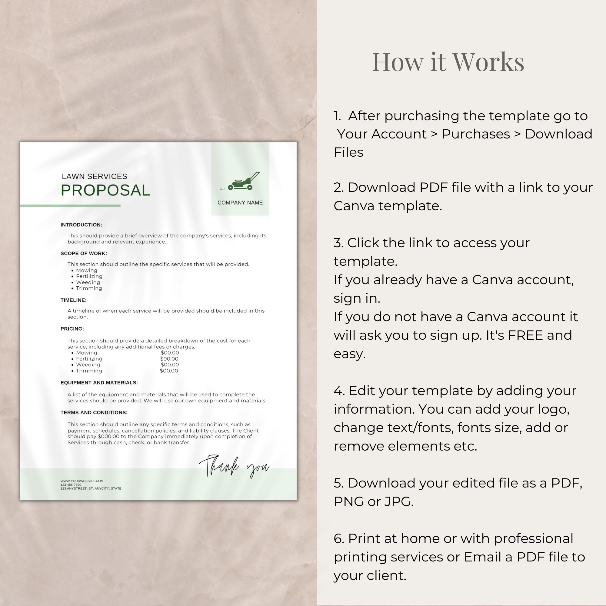 Lawn Services Proposal Document Template, Lawn Business Professional ...