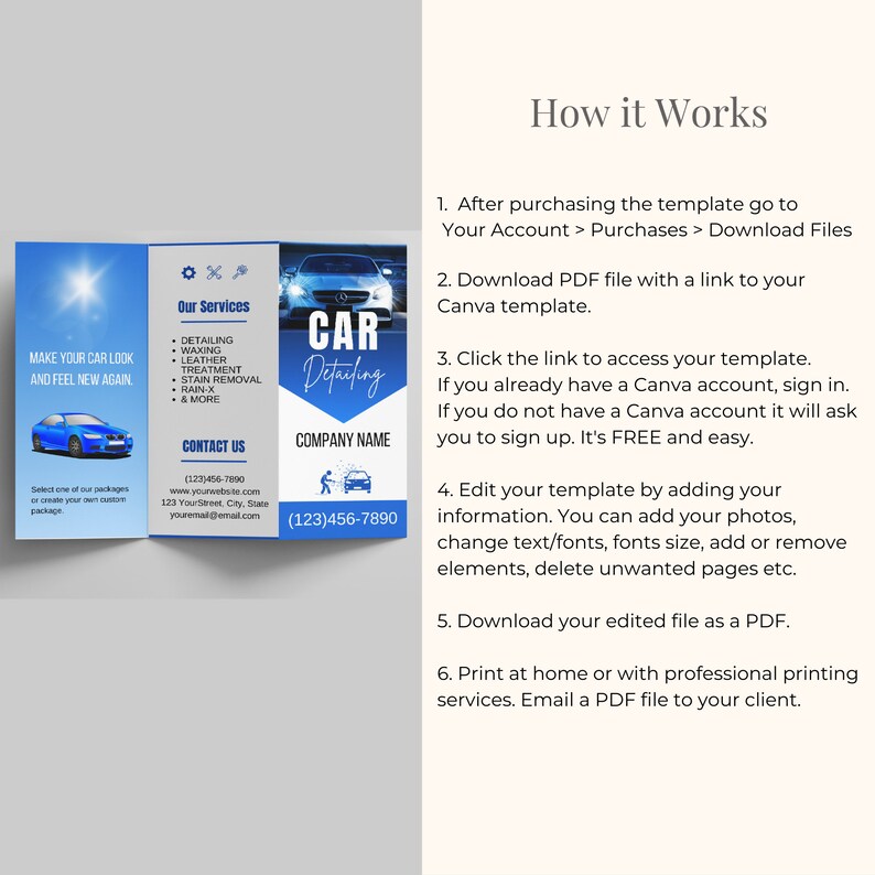 Car Detailing Services Flyer Canva Template Auto Detailing - Etsy