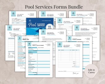 Pool Cleaning Services Flyer Bundle Canva Template, Editable Swimming ...