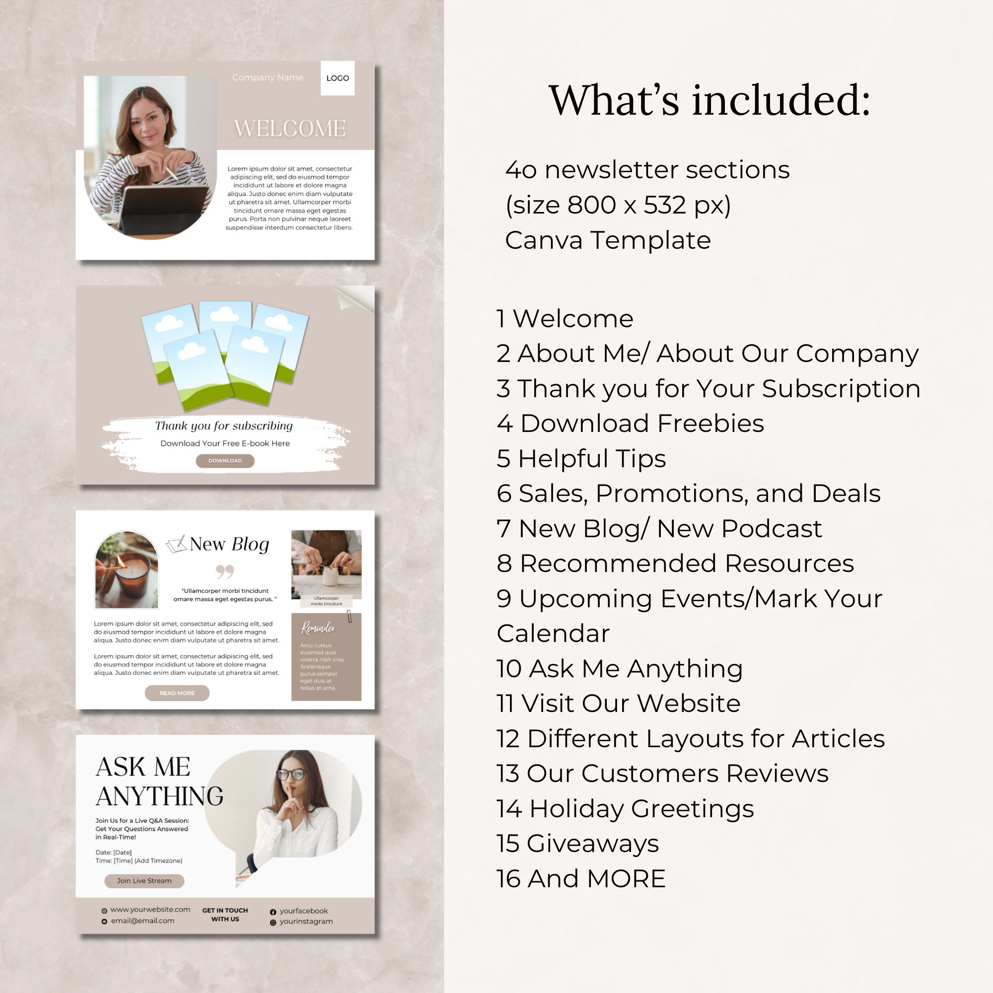 Email Newsletter Canva Template, Email Marketing Newsletter, Editable ...