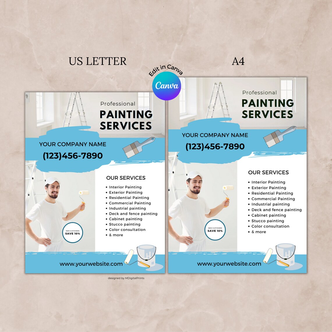 Painting Service Flyer Canva Template, House Painter Flyer, Painting ...