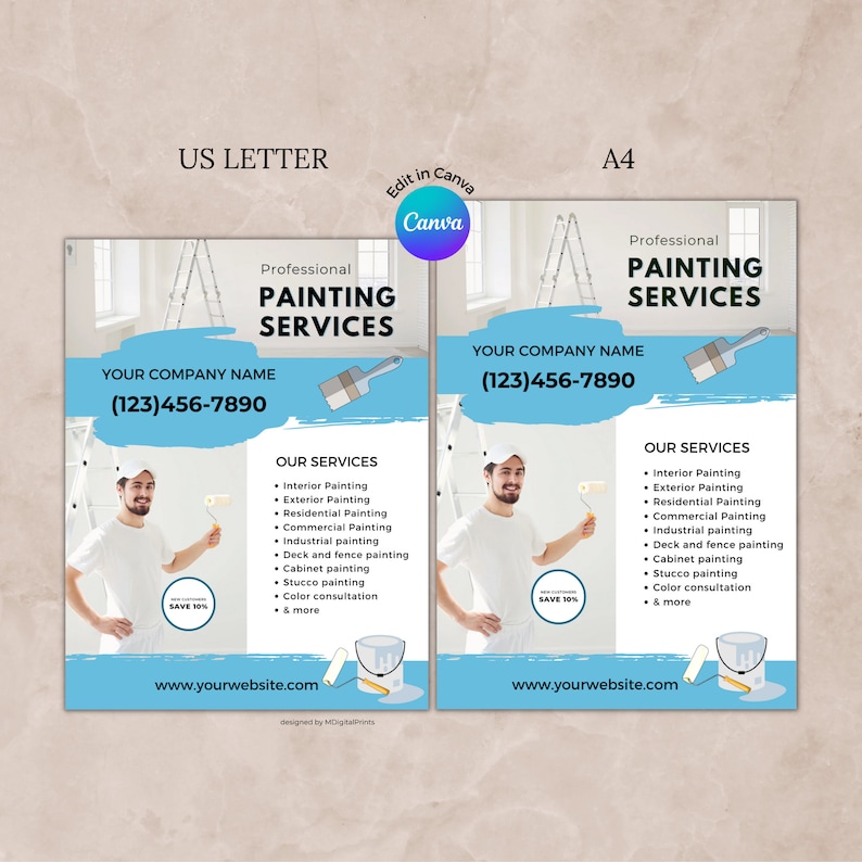 Painting Service Flyer Canva Template, House Painter Flyer, Painting ...