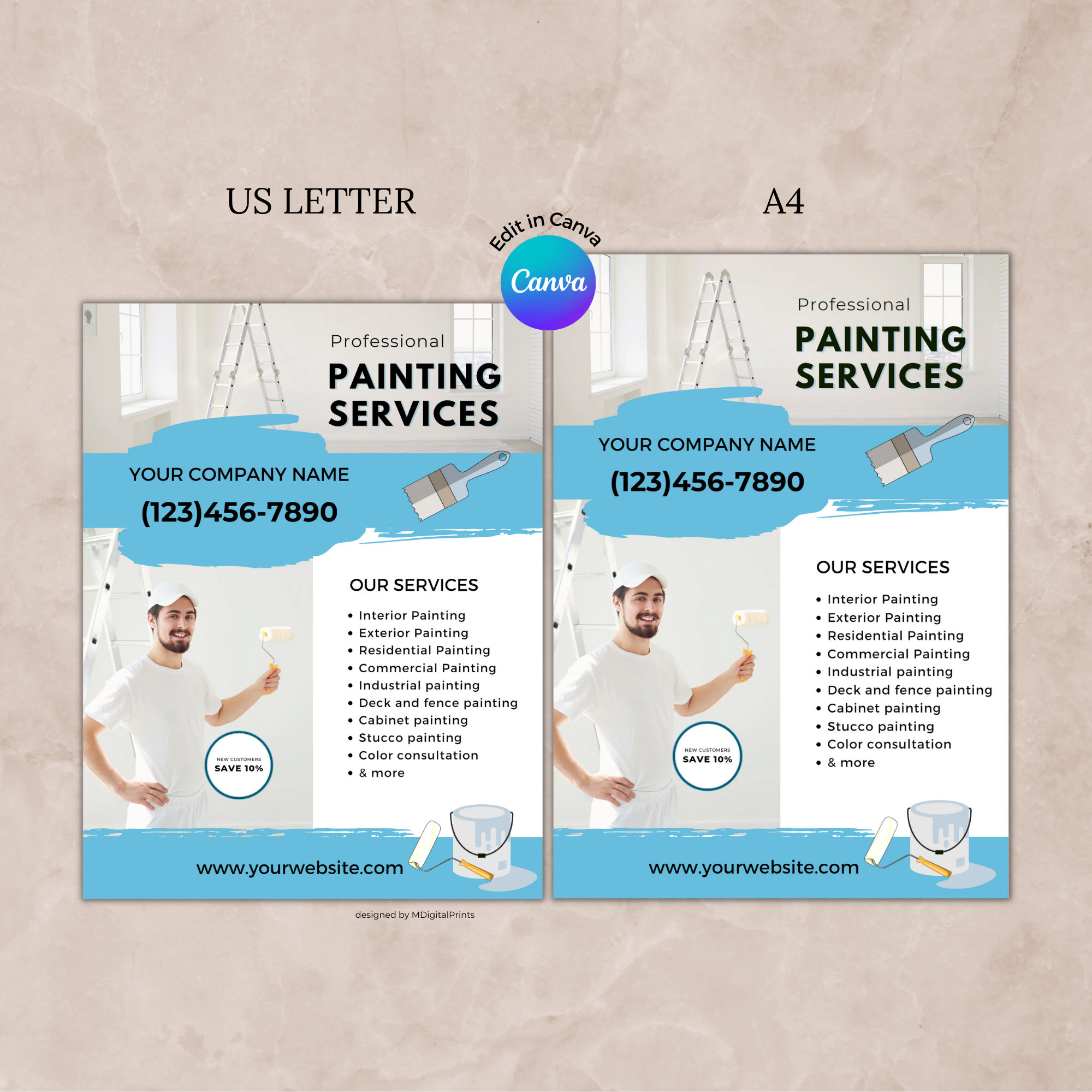 Painting Service Flyer Canva Template, House Painter Flyer, Painting ...