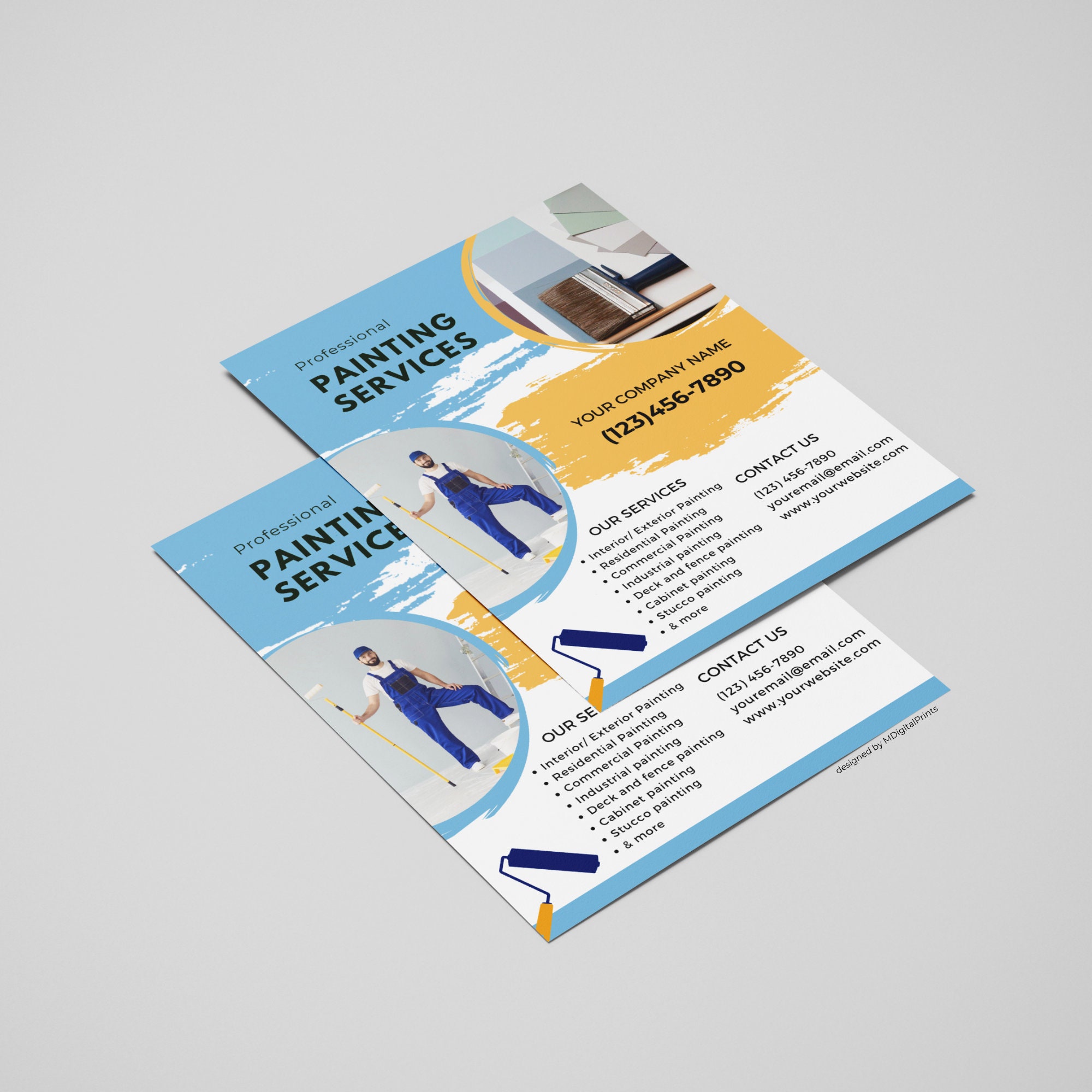 Painting Company Services Flyer Canva Template, Editable Painter ...