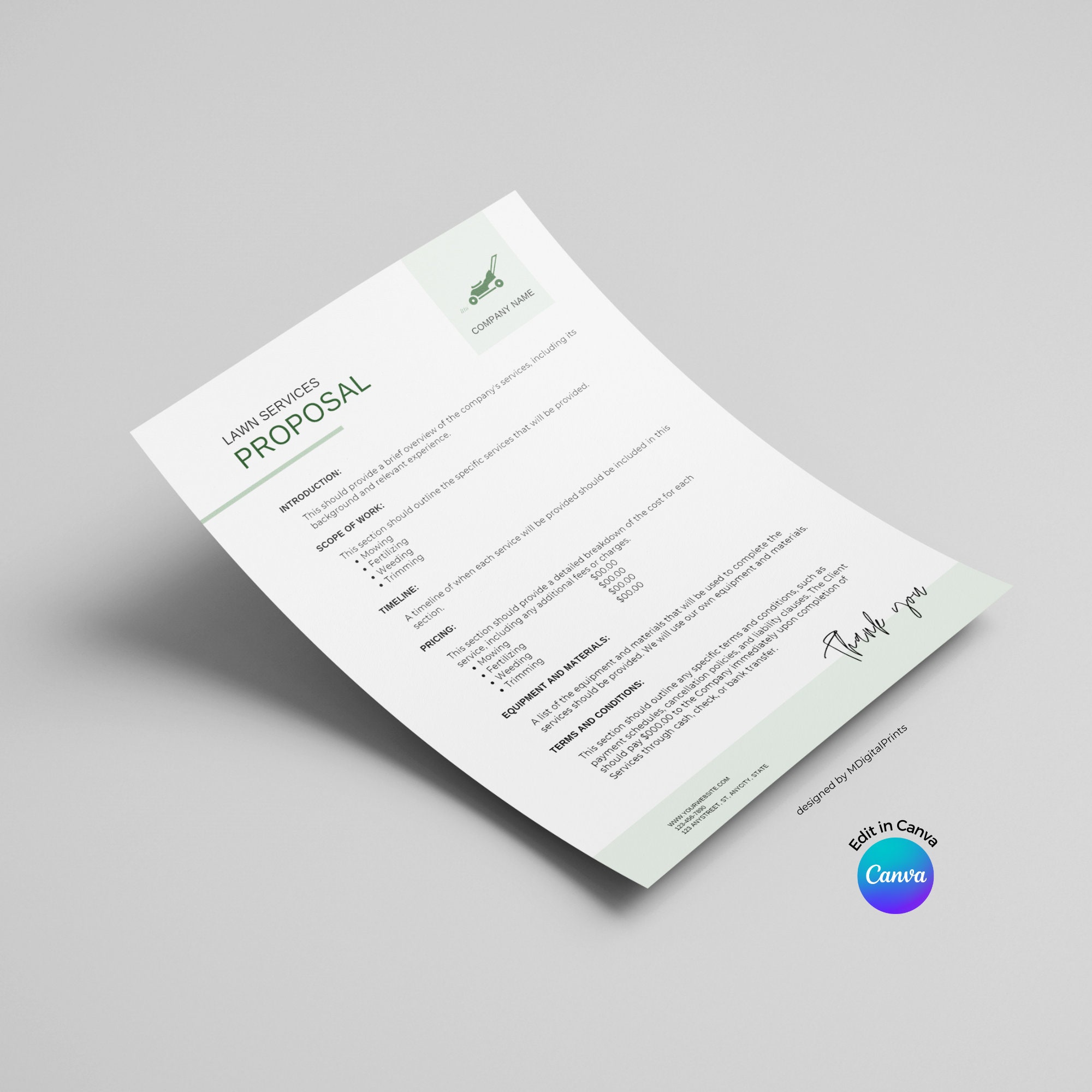 Lawn Services Proposal Document Template, Lawn Business Professional ...
