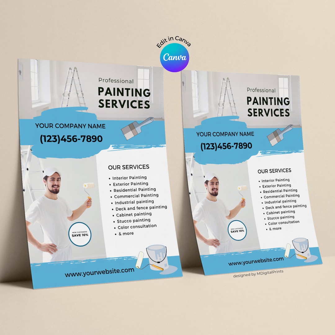 Painting Service Flyer Canva Template, House Painter Flyer, Painting ...