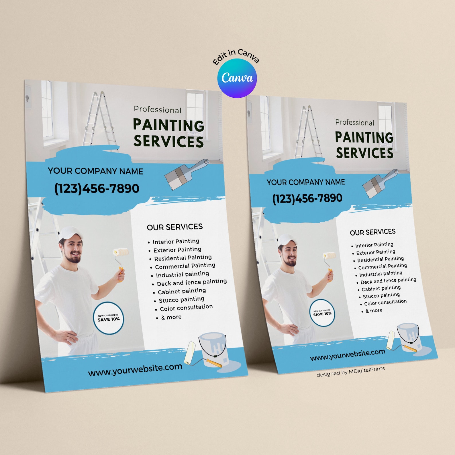 Painting Service Flyer Canva Template, House Painter Flyer, Painting ...
