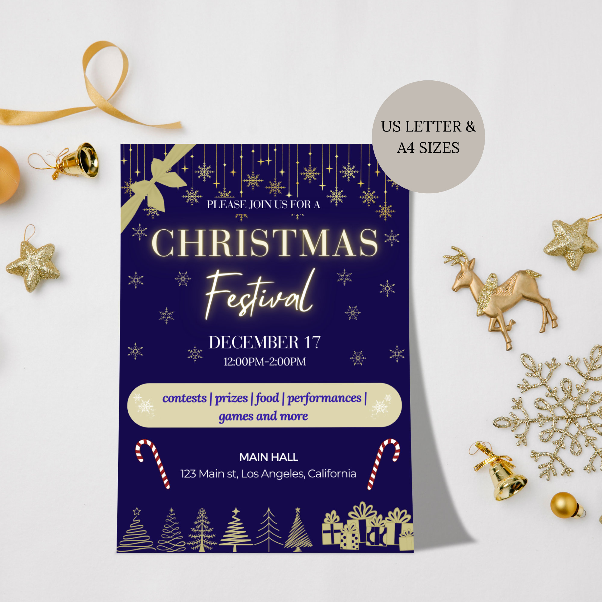 Christmas Festival Poster Canva Template, Editable Holiday Festival ...
