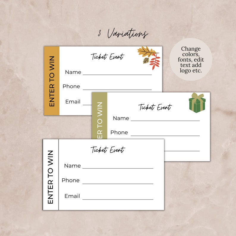 Editable Raffle Tickets Canva Template, Enter to Win Tickets ...