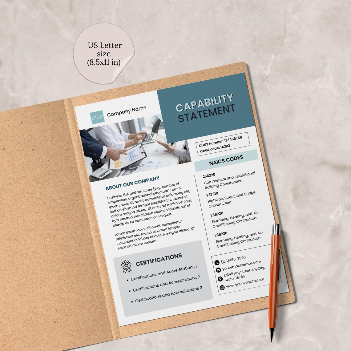 Capability Statement Canva Template Editable Capability Statement ...