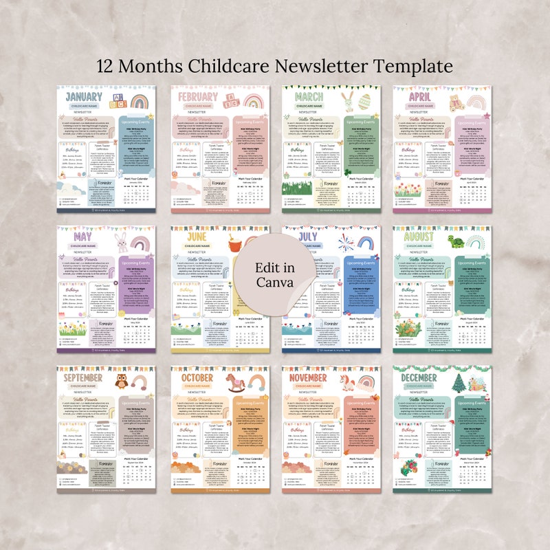 January Newsletter Daycare Template - Etsy