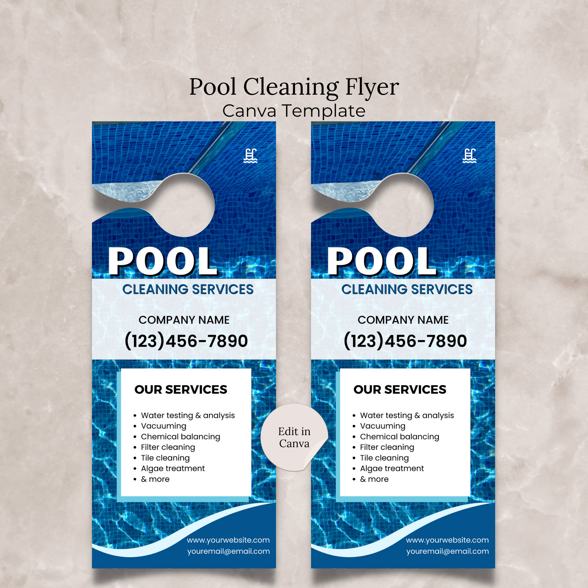 Pool Cleaning Services Flyer Canva Template, Editable Swimming Pool ...