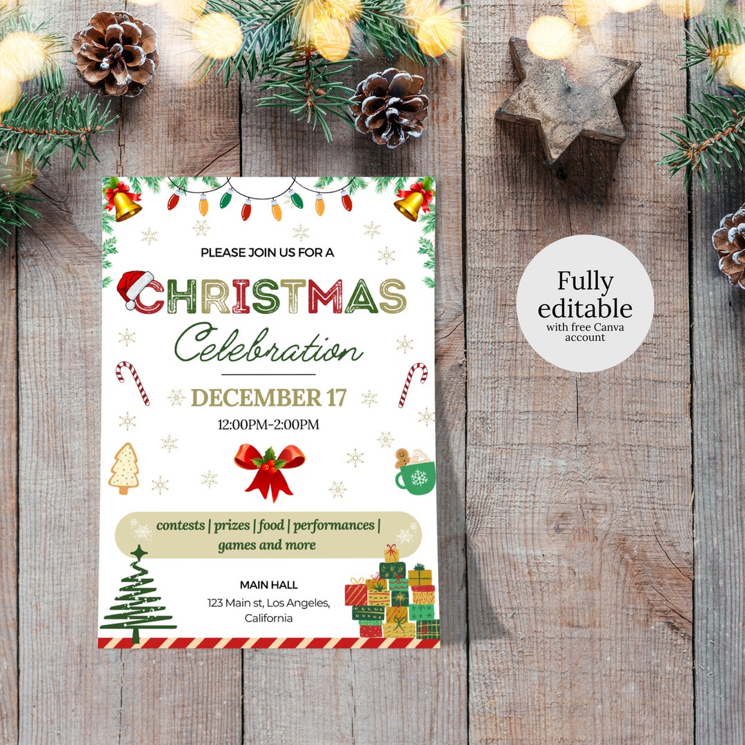 Christmas Event Flyer Canva Template, Editable Holiday Festival Flyer ...