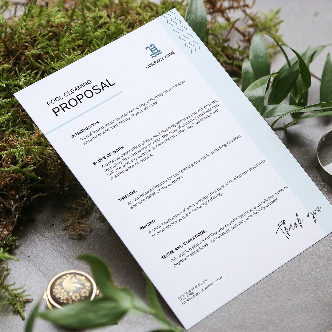 Pool Cleaning Proposal Document Template, Pool Services Proposal Canva ...
