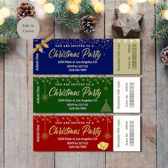 Banquet Ticket Templates For Christmas