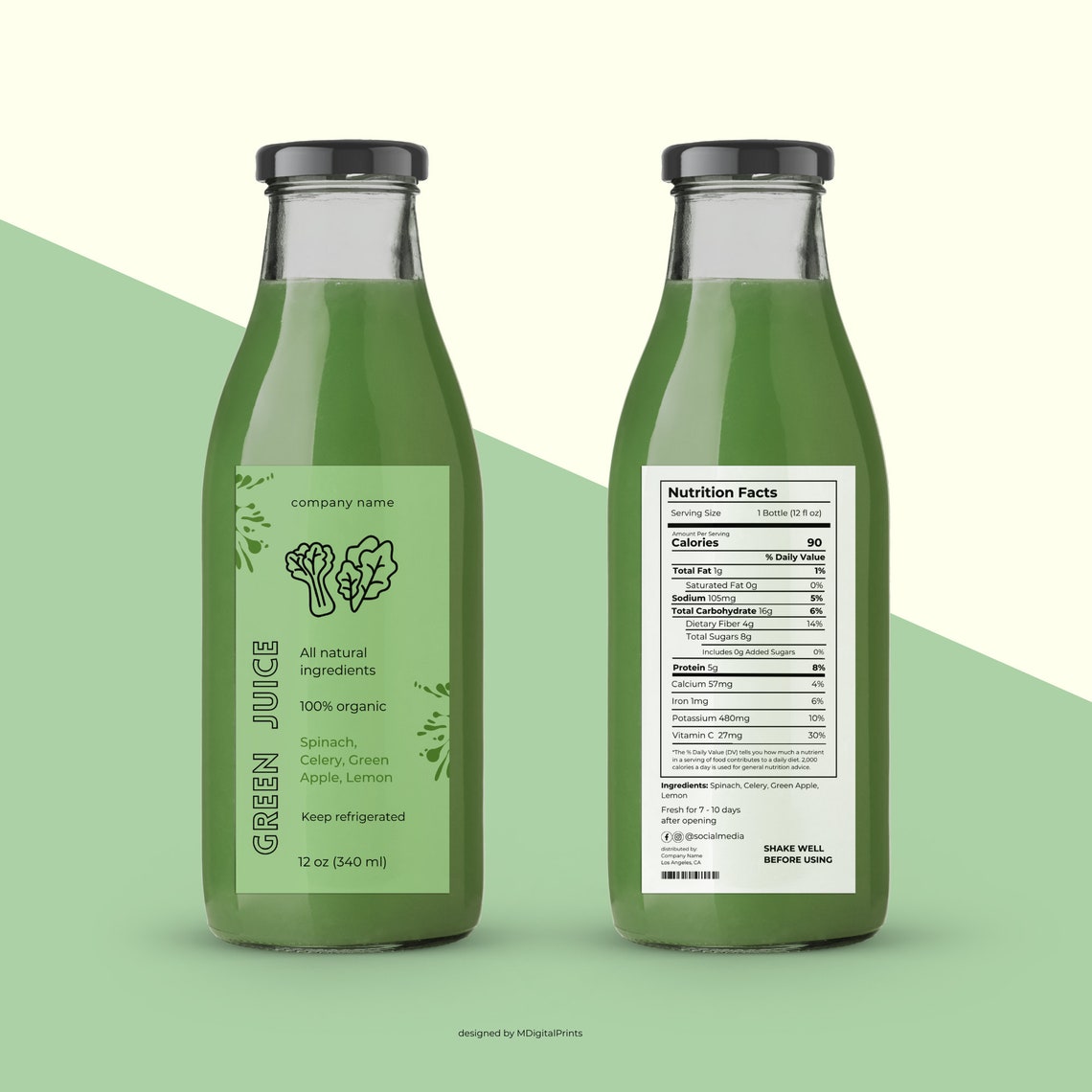 Juice Labels Template Canva Editable Juice Bottle Labels - Etsy
